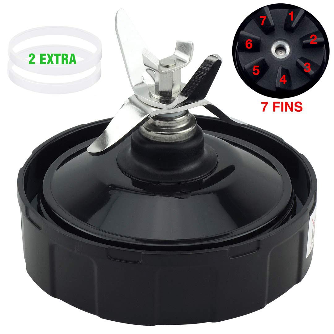 Blender Blade Replacement Parts Suitable for Ninja Blender 7 Fins with 1 Extra Sealing Ring for Nutri Ninja Auto iQ BL682-30 BL642-30 BL450-30 BL482-30 BL687CO-30