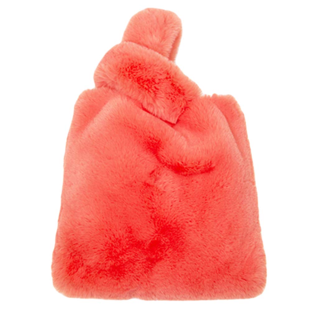 Me Plus Soft Faux Fur Pull Through Strap Slouchy Wrist Fashion Tote Bag (Coral)