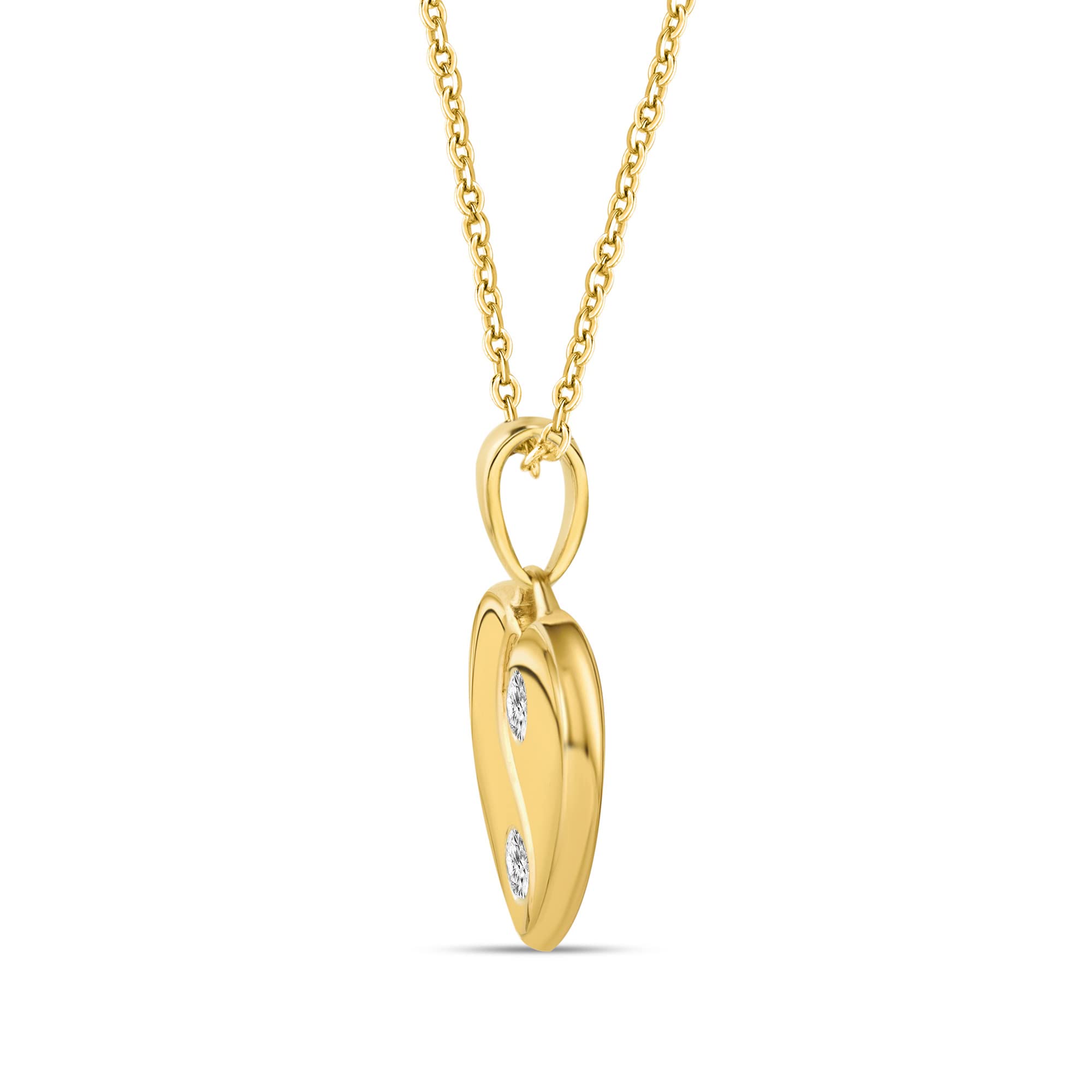 BMS Gems 18k Yellow Gold Round Lab Grown Diamond Heart Pendant for Women (1/10cttw, Color E, VVS2-VS1 Clarity)