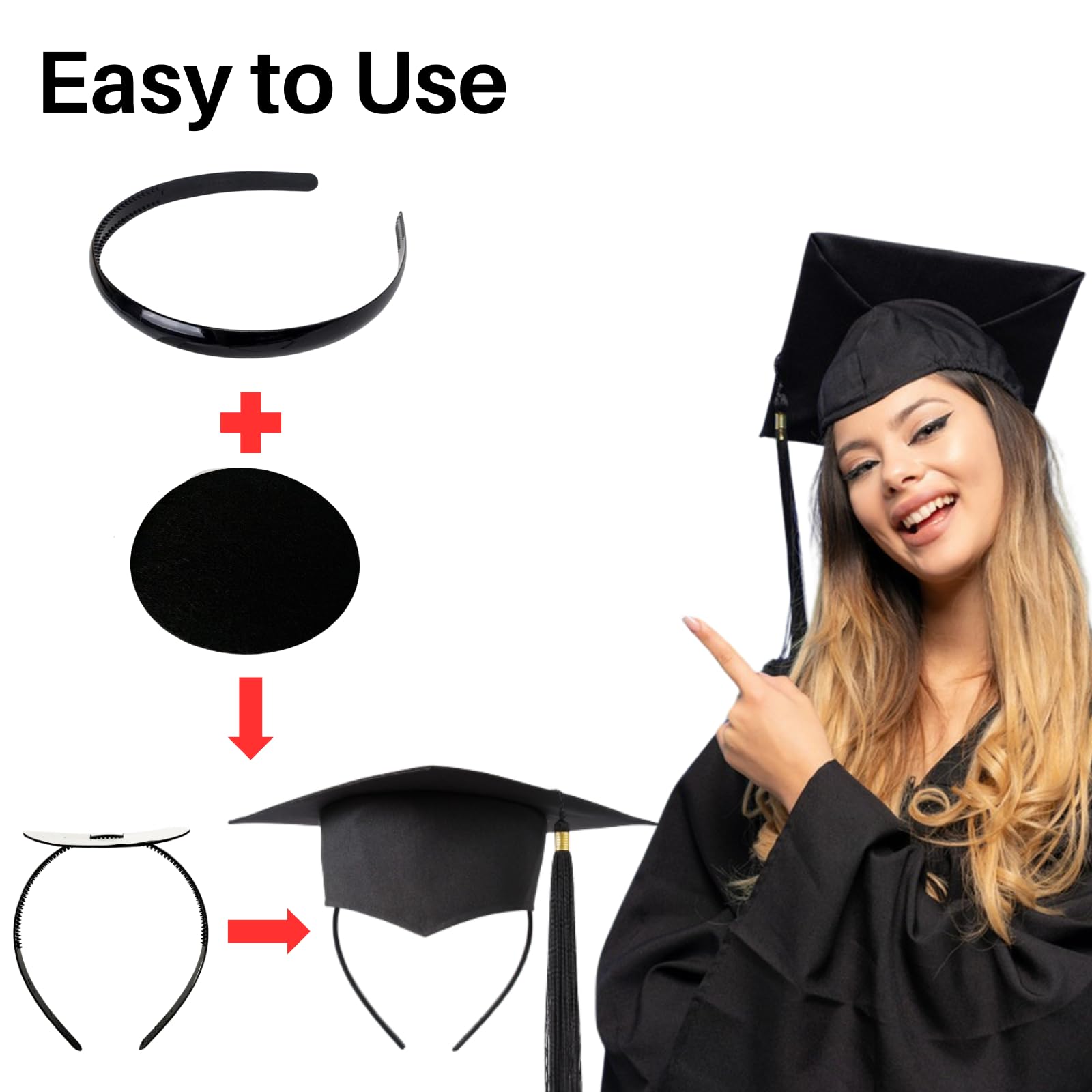 CIFOVALE Graduation Cap Headband Insert, Secures Graduation Cap, Preserves Hairstyle for Graduating Students
