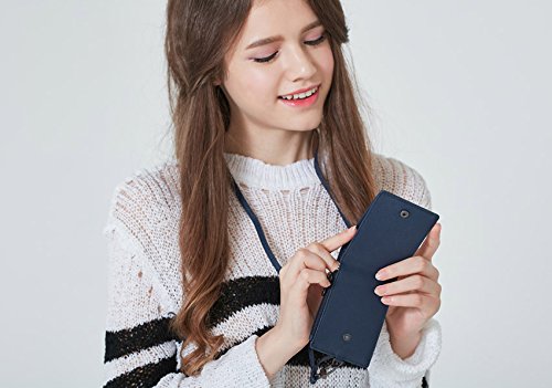 ID Window Card Badge Holder Leather Wallet Zip Neck Detachable Strap Landyard Money
