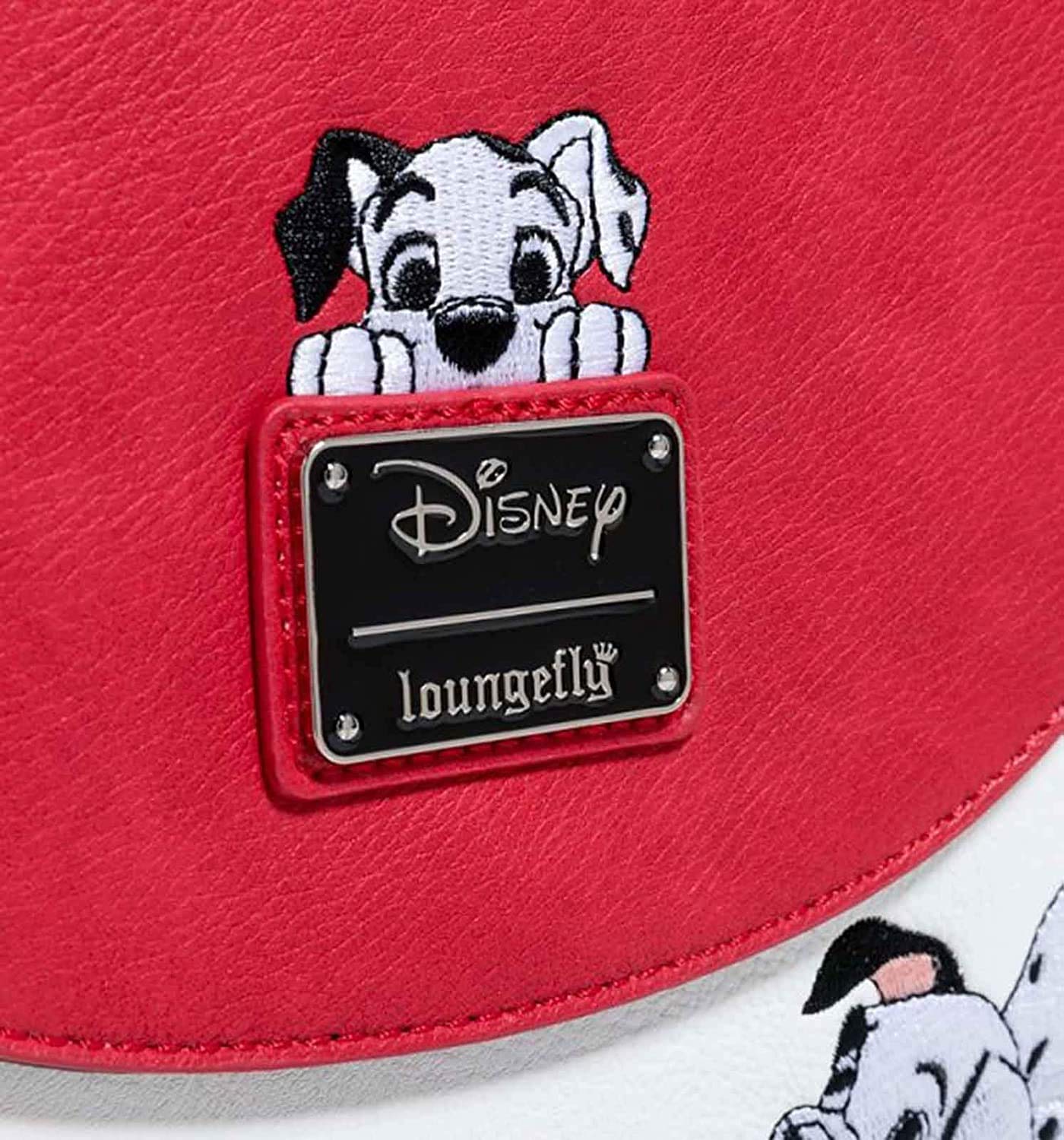 Loungefly x Disney 101 Dalmatians Striped Faux Leather Crossbody Bag (One Size, Black, White, Red)