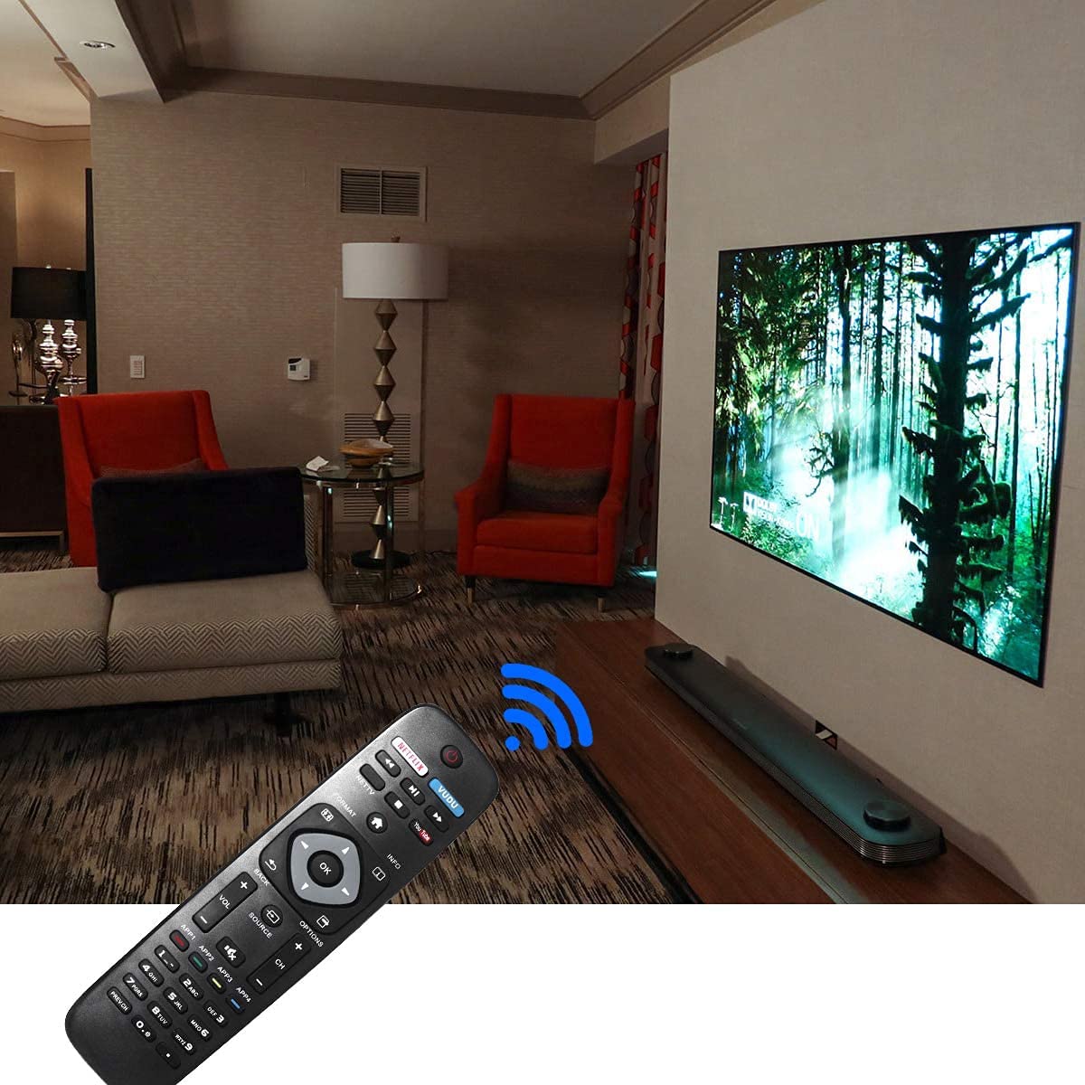 New 2 Packs Universal Remote Control for Philips TV Remote Replacement for LCD LED 4K UHD Smart TV NH500UP