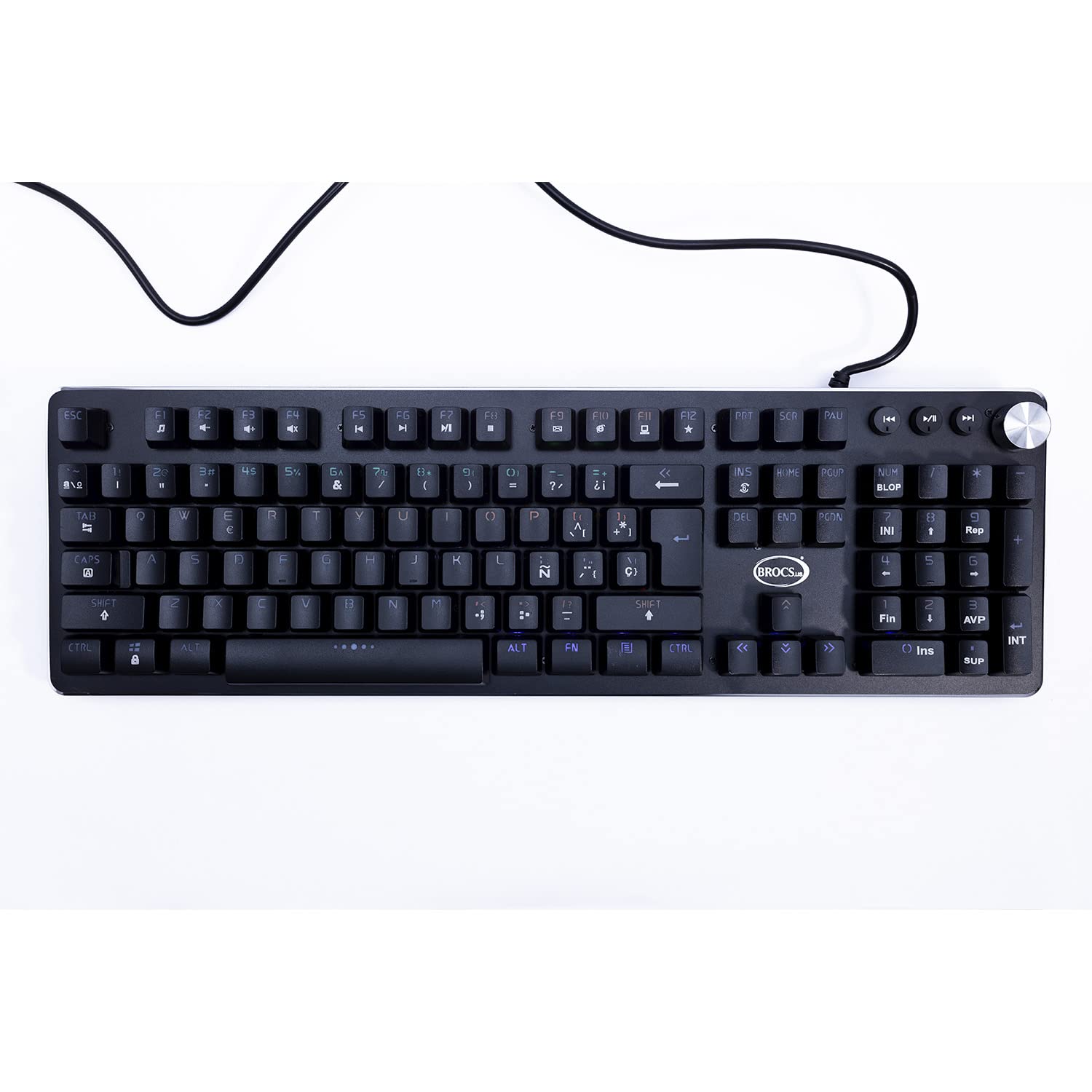 Brocs - Mechanical Gaming Keyboard, RGB Backlight, Anti-ghosting Keys, Multimedia Buttons, with USB Connection Cable