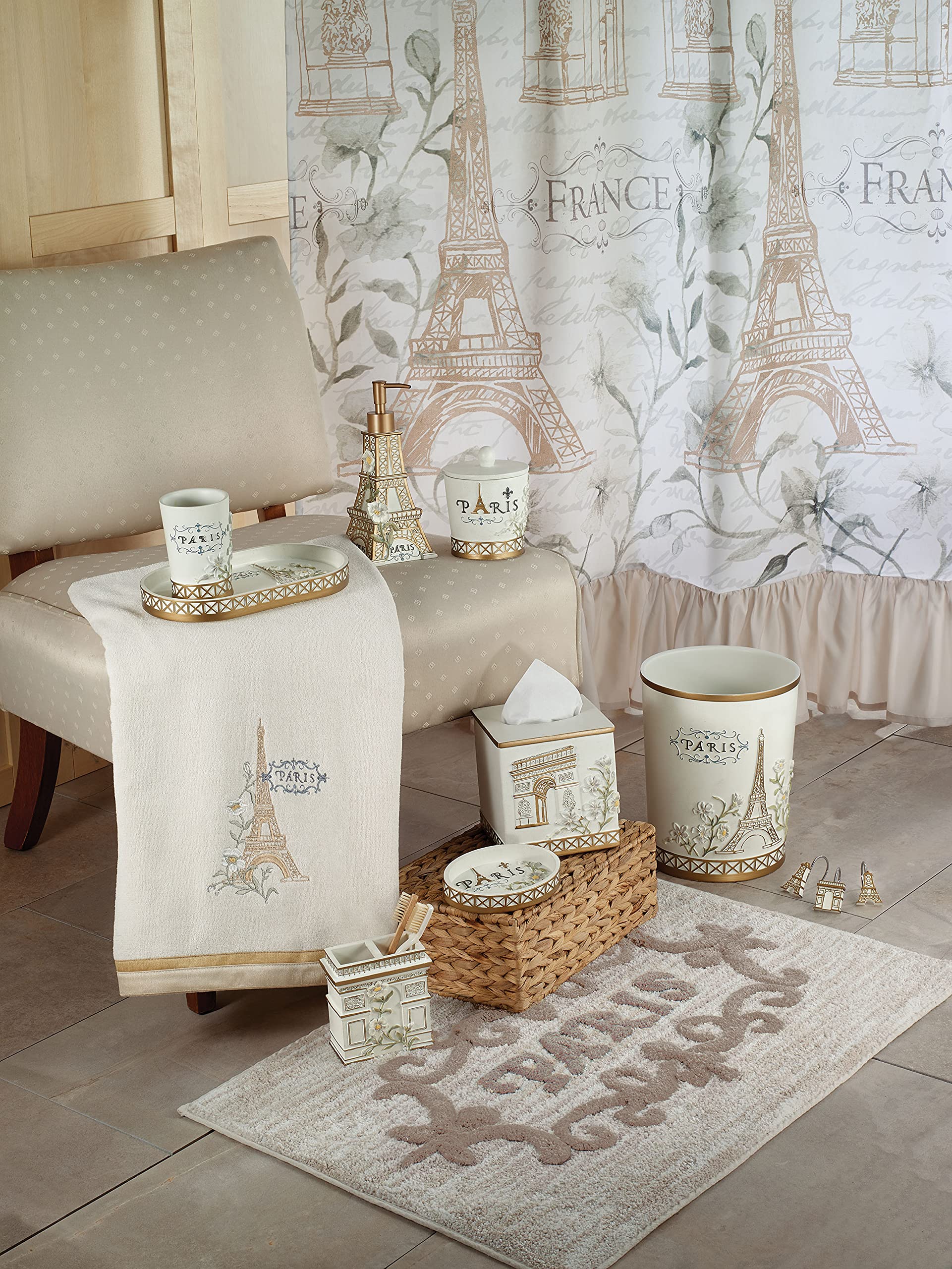 Avanti Linens - Soap Dish, Paris Inspired Decor for Bathroom or Kitchen (Paris Botanique Collection)