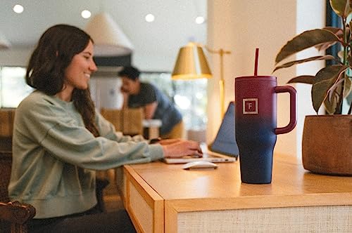 IRON °FLASK Co-Pilot 40 oz Insulated Tumbler with Straw & Flip Cap Lids - Cup Holder Bottle for Hot or Cold Drink - Leak-Proof, Double Walled - Water, Coffee Portable Travel Mug - Dark Night