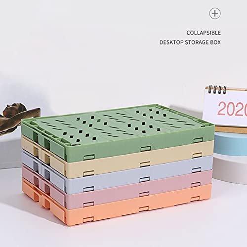 Collapsible Plastic Storage Bins, Collapsible Utility Bin Organization and Storage, Stackable Storage Bins Utility Folding Basket, Home Crate Box for for Home & Garage Organization (L, Pink)
