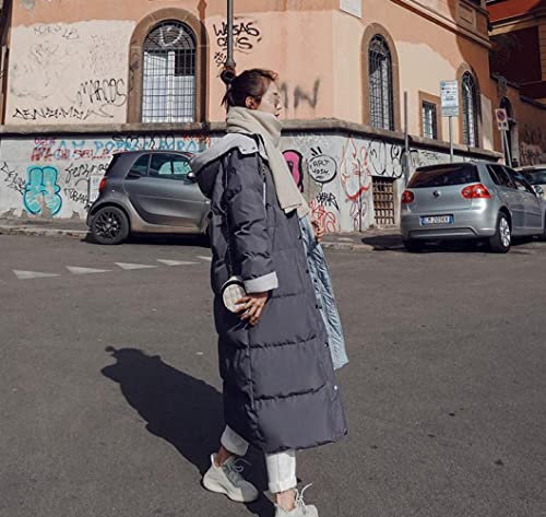 BLFYQB Padded Women Loose Thicken in The Long Section Bread Service Thigh Student Sen Department Coat Tide Soft and Comfortable/Gray/L