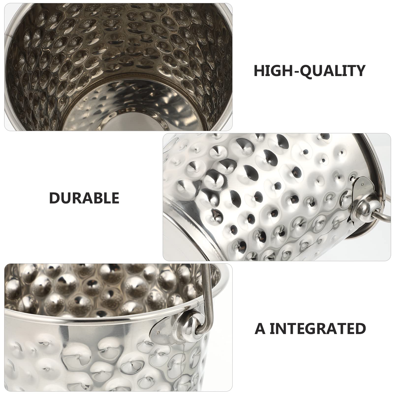 Cabilock 1pc Stainless Steel Ice Bucket Mini Buckets Stainless Steel Container Stainless Steel Wine Snack Container Wine Bucket Containers with Lids Household Stainless Steel Hammer