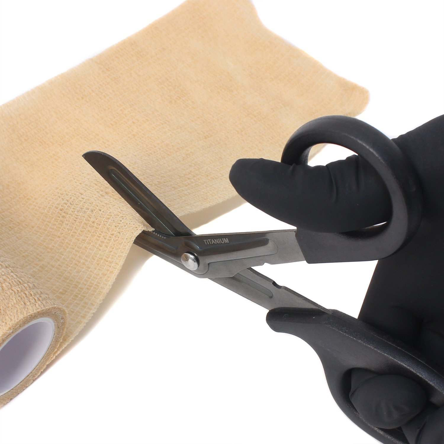 MediTac Titanium-Bonded EMT Trauma Shears – 7 ¼” Black Medical Bandage Scissors with LED Pen Light Two Pack - Autoclavable (Black & Silver)