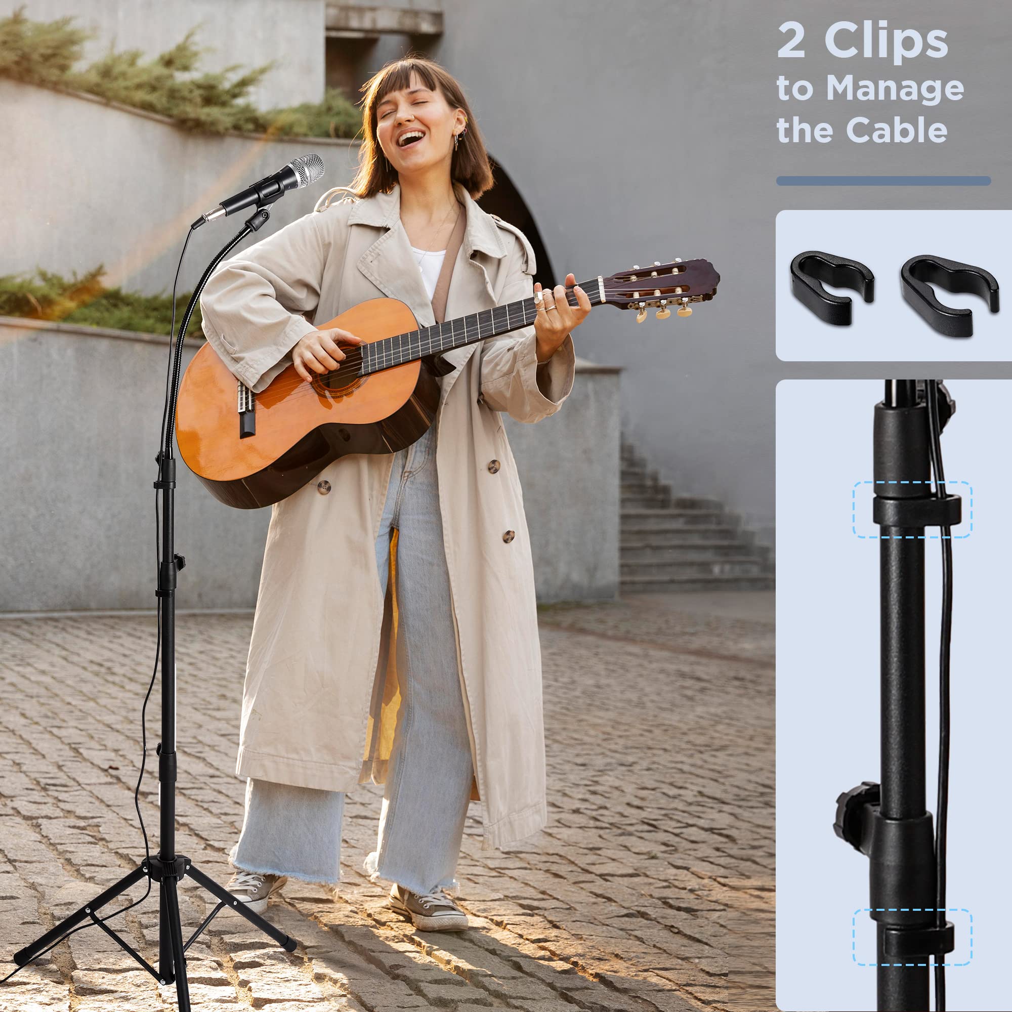 Bietrun Wireless Microphone and Mic Stands, for Church, Meeting, Wedding, Karaoke