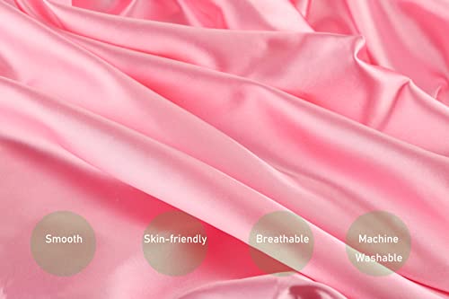 Satin Bassinet Sheet Set 2 Pack Ultra Soft Silk Fit for Rectangle, Hourglass, Oval Bassinet Mattress Protect for Baby Hair and Skin Cradle or Bassinet Sheets, Pink & White