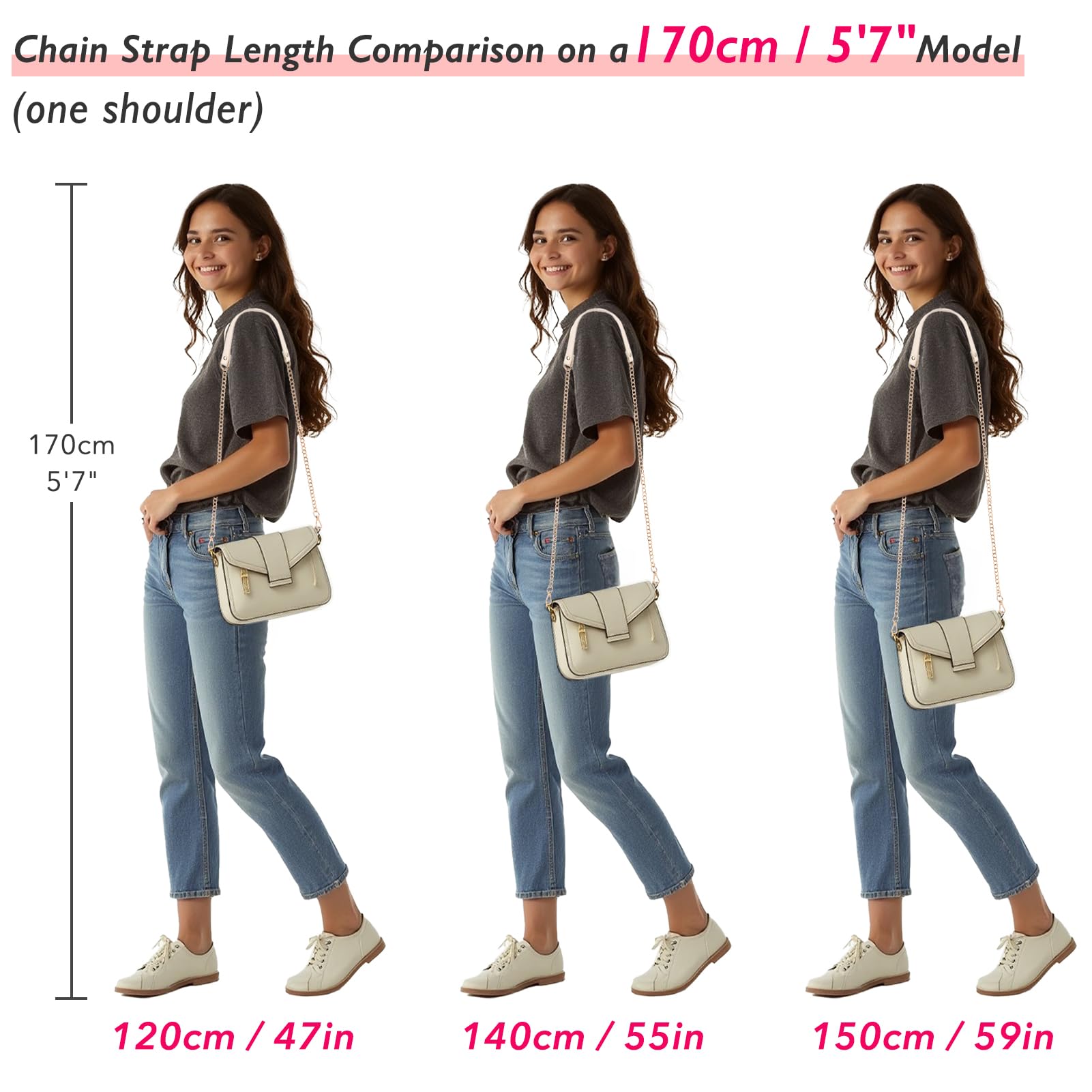 kilofly 2pc Gold Plated Faux Leather Removable Clutch Chain Shoulder Straps Set