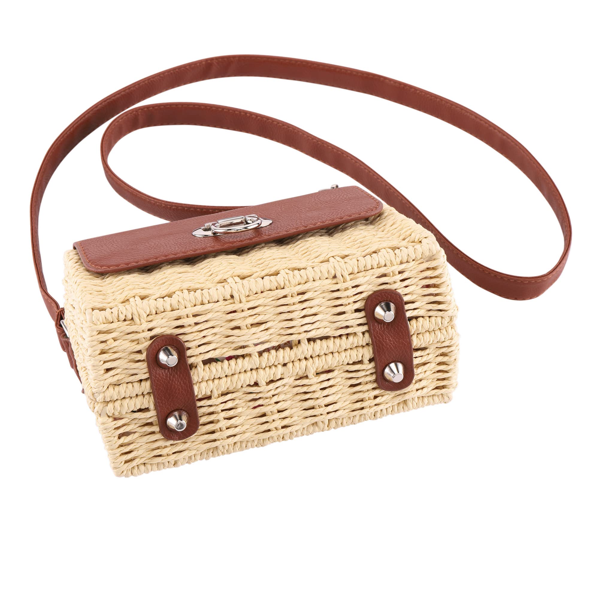 CHIC DIARY Summer Beach Straw Bag for Women Small Straw Crossbody Shoulder Handbag Handwoven Rattan Clutch Purse (A-Beige)