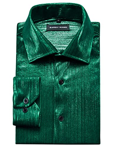 Barry.Wang Shirts for Men Fancy Long Sleeve Dress Shirt Shiny Button Sequin Regular Fitted Shirts