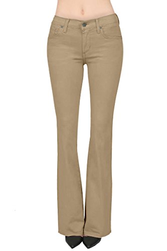 Hybrid & Company Women's Skinny Bootcut Stretch Pant P31699BLX Beige/Khak 20
