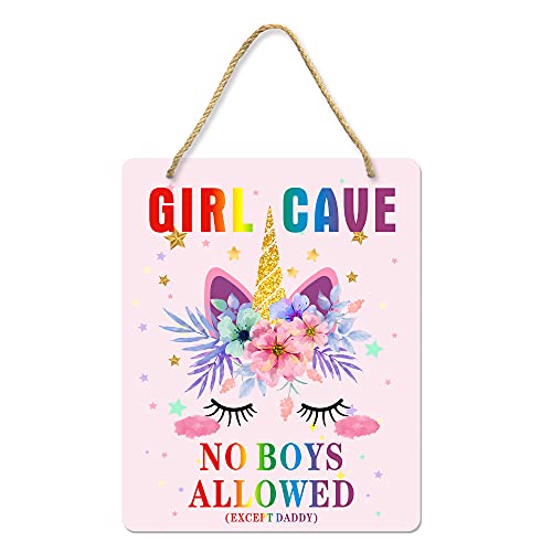 Uflashmi Girl Cave Sign, Little Baby Girl Room Decor Bedroom Wall Decor, 8x10 inch Metal Aluminum