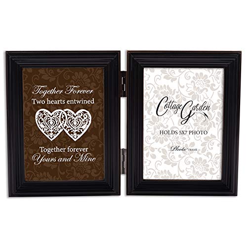 Cottage Garden Together Forever Hearts Midnight Black 5 x 7 Woodgrain Hinged Double Tabletop Photo Frame
