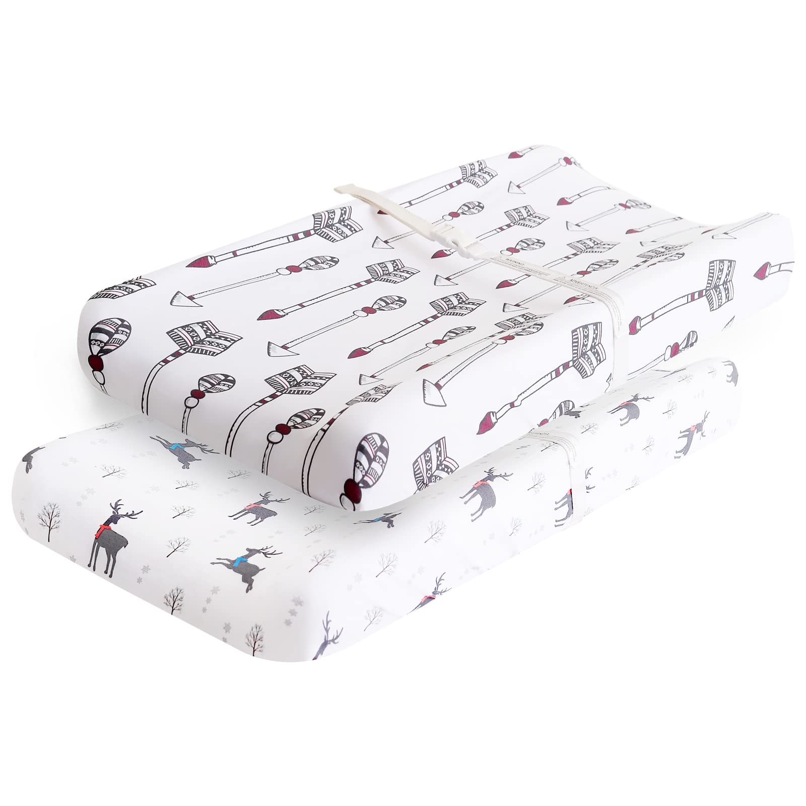 Gina Era Changing Pad Cover, 100% Jersey Knit Organic Cotton Changing Pad Covers, Super Soft and Comfortable, 2 Pack, Diaper Changing Pad Cover for Baby Girl and Boy (Black)