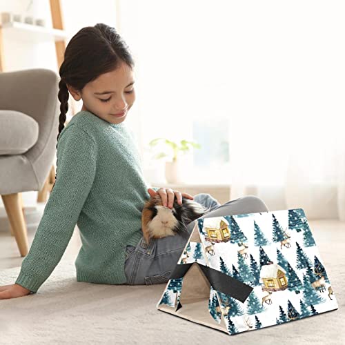 enheng Small Pet Hideout Christmas Tree & Raindeer Hamster House Guinea Pig Playhouse for Dwarf Rabbits Hedgehogs Chinchillas