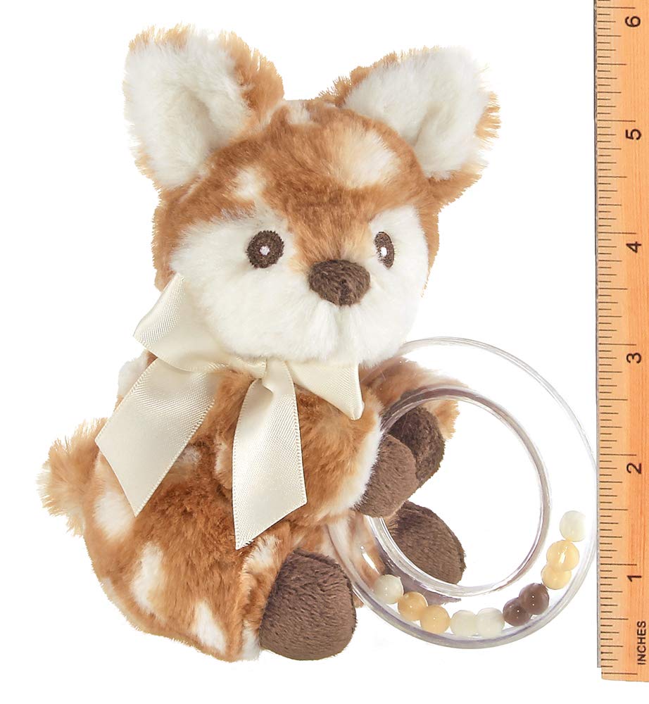 Bearington Baby Lil' Willow Plush Fawn Shaker Toy Ring Rattle, 5 inches