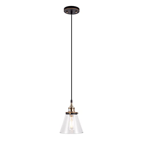 GRUENLICH Pendant Lighting Fixture for Kitchen and Dining Room, Hanging Ceiling Lighting Fixture, E26 Medium Base, Metal Construction with Clear Glass, Bulb not Included, 2-Pack