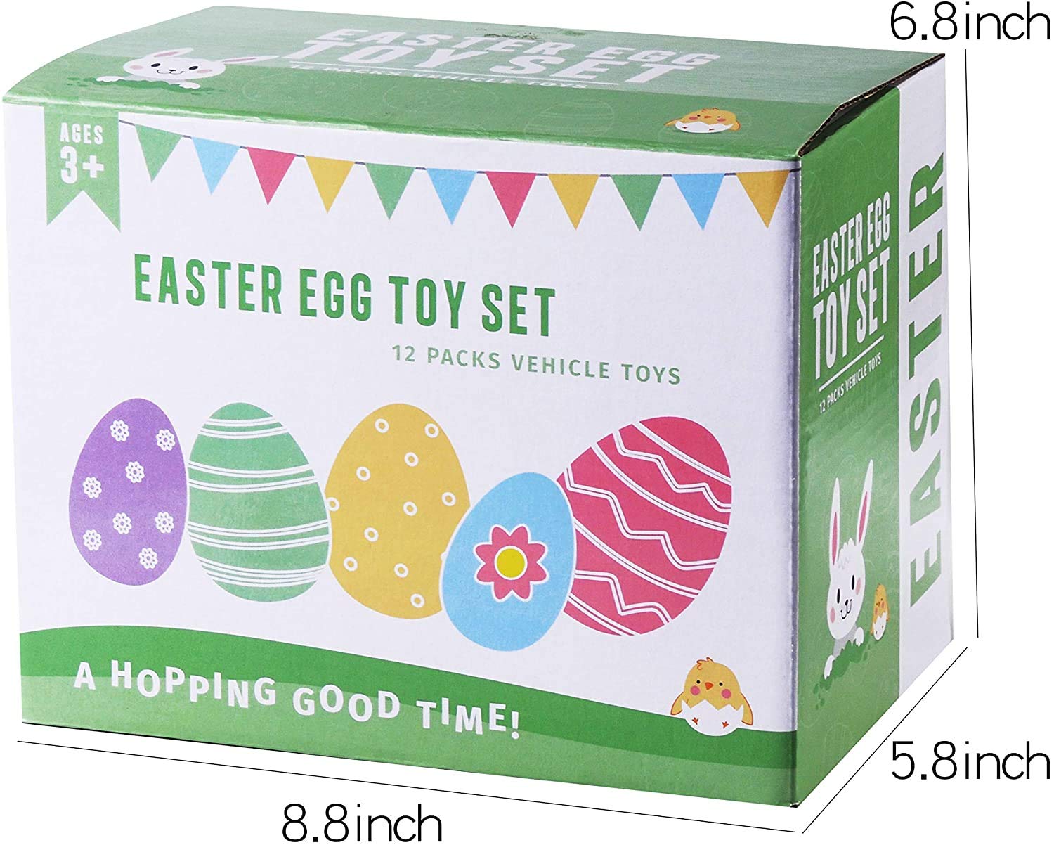 JOYIN 12 Pcs Easter Eggs Filled with Pull Back Monster Cars, Easter Egg Prefilled with Trucks for Kids ​Easter Egg Hunt, Basket Stuffers Filler and Classroom Prize Supplies