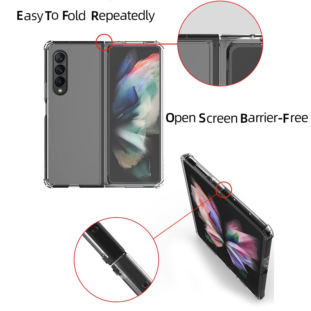 ioiFour for Samsung Galaxy Z Fold 3 Magnetic Clear Case, Compatible with Wireless Charger and Magsafe Card Wallet, Simplistic Transparent Shockproof and Drop-Proof Case