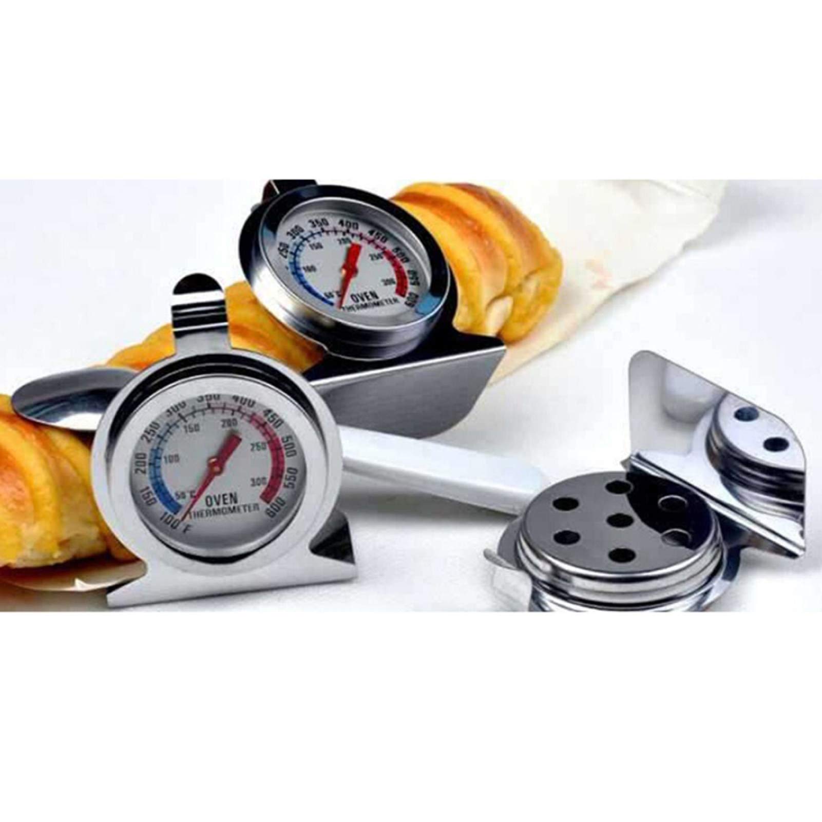 Cooking Thermometer, Dial BBQ Grill Cooker Oven Thermometer Frying Pan High Temperature Gauge Kitchen Baking Tool - Silver