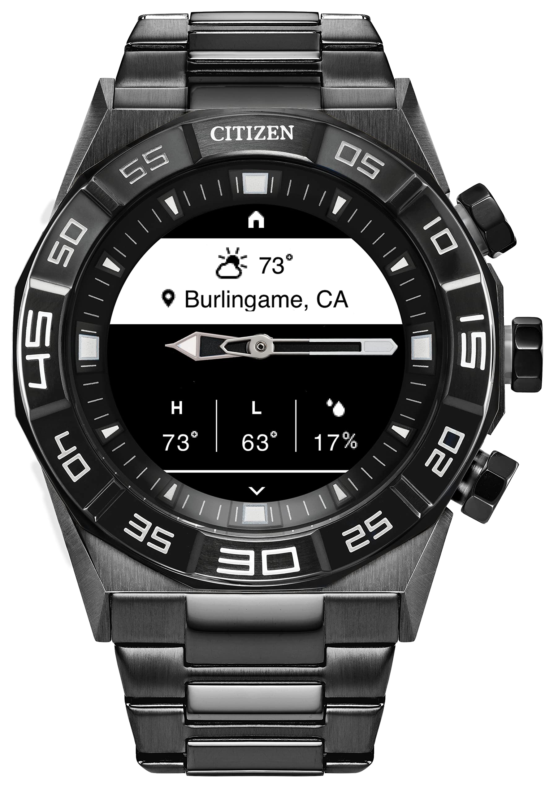 Citizen CZ Smart Gen 1 Hybrid smartwatch 44mm, Continuous Heart Rate Tracking, Fitness Activity, Golf App, Displays Notifications and Messages, Bluetooth Connection, 15 Day Battery Life