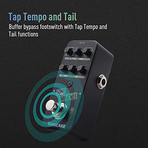 SONICAKE Delay Reverb Pedal Sonic Ambience Multi Mode Tap Tempo Delay and Reverb Guitar Bass Effects Pedal
