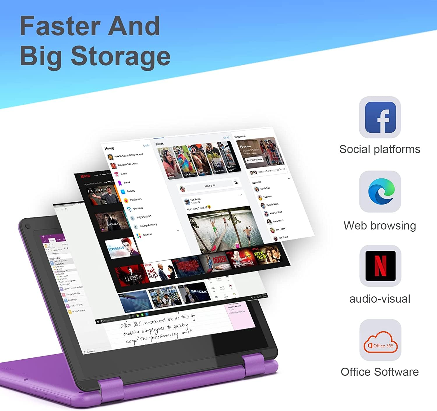 AWOW Touchscreen Laptop with Stylus, 2 in 1 11.6" FHD Purple Intel 4 Core Celeron N4120 Processor Windows 11 OS 6GB RAM 256GB M.2 SSD Storage Kids Convertible Laptop
