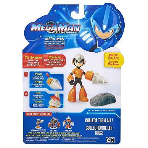 Megaman Fully Charged β Deluxe Drill Man Schematics Articulated Action Figure with Spinning Drill and Break-Apart Boulder Accessory! Based on the new show!