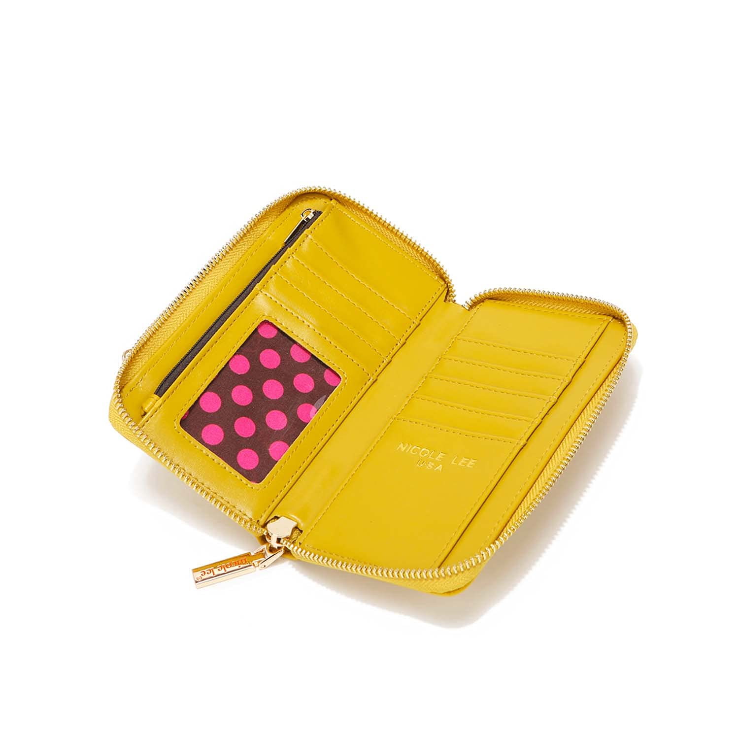 Nicole Lee 2 Pieces Phone Case Wallet Crossbody Wallet with Crossbody Strap, Vegan Leather, Phone Size Fits Most (MUSTARD)
