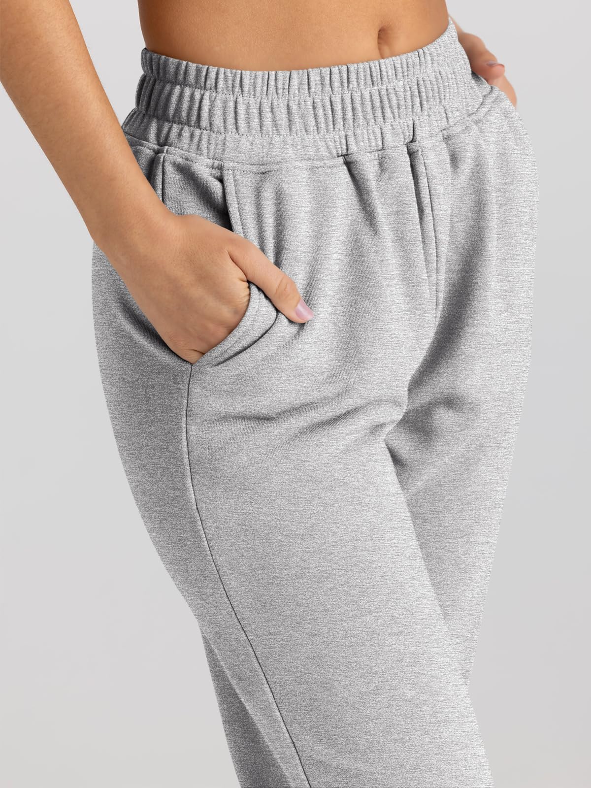 AUTOMET Womens Sweatpants Cinch Bottom Lounge Baggy Cotton Pants Joggers High Waist Fall Athletic Pant with Pockets Grey