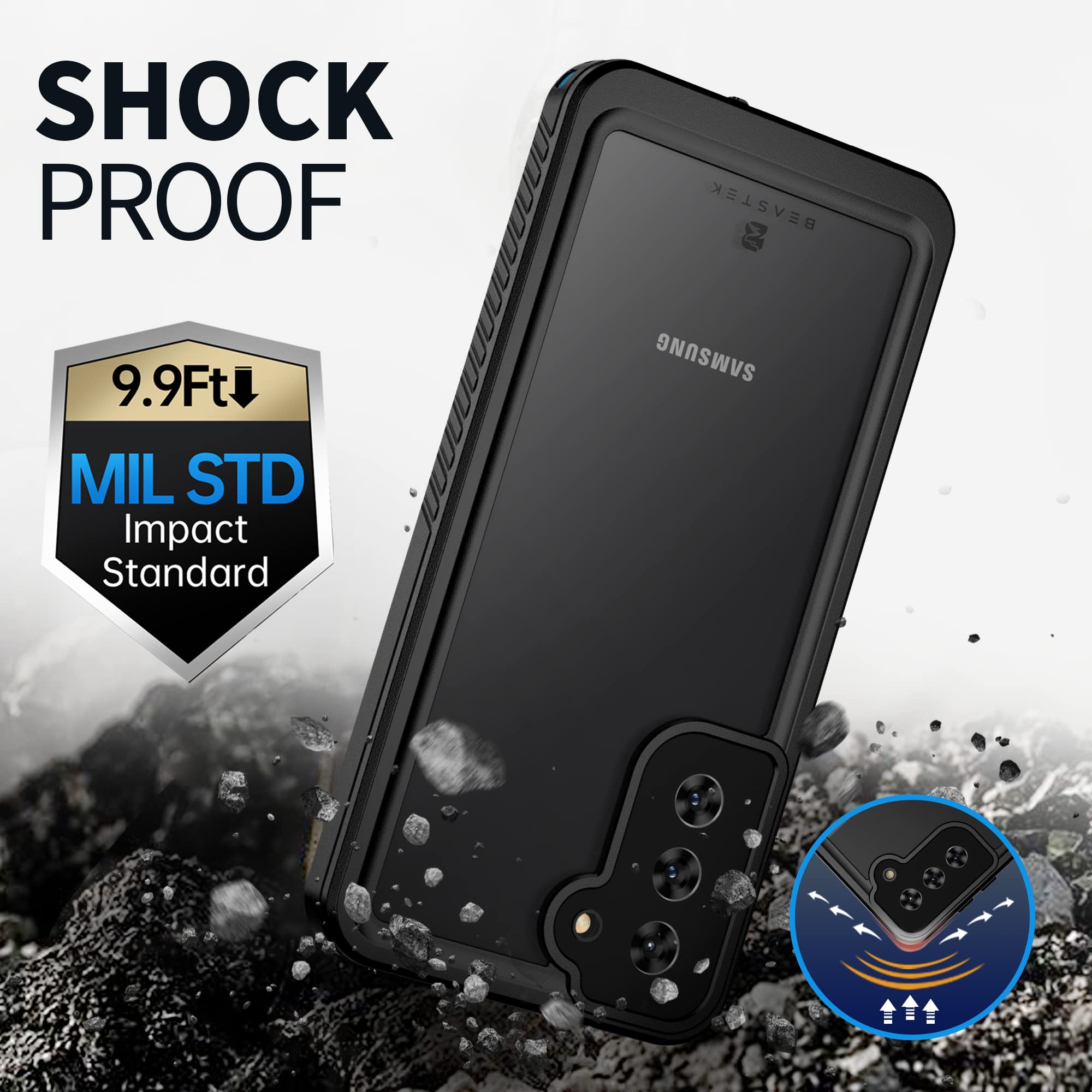 BEASTEK Galaxy S21 Ultra Waterproof Case, Shockproof Dustproof IP68 Underwater Case, FSN Series with Built-in Screen Protector Anti-scratch 360 Cover, for Samsung Galaxy S21 Ultra (6.8'') (Teal)