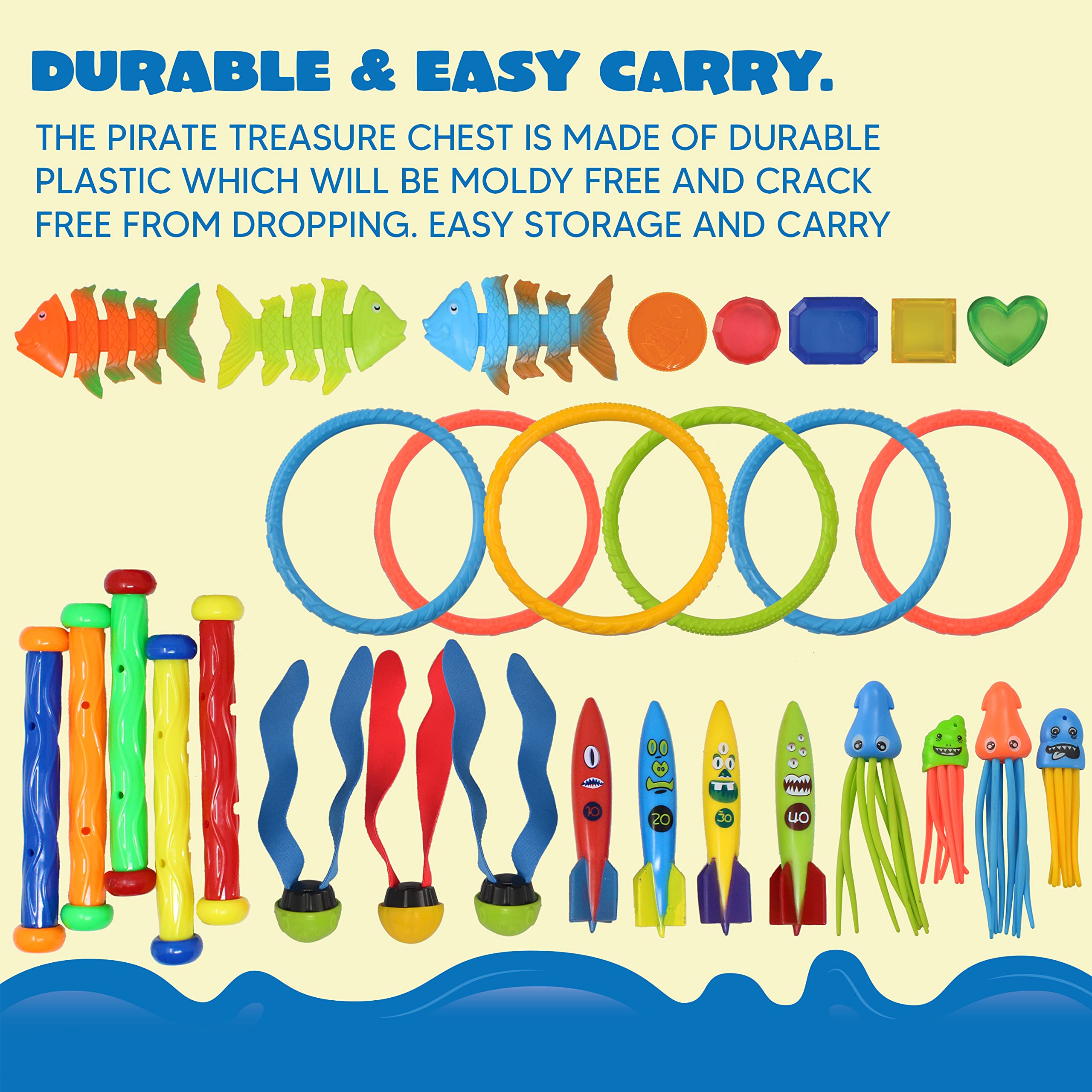 JOYIN 30 Pcs Diving Pool Toys for Kids Ages 3-12 Jumbo Set with Storage Bag Pool Games Summer Swim Water FishToys