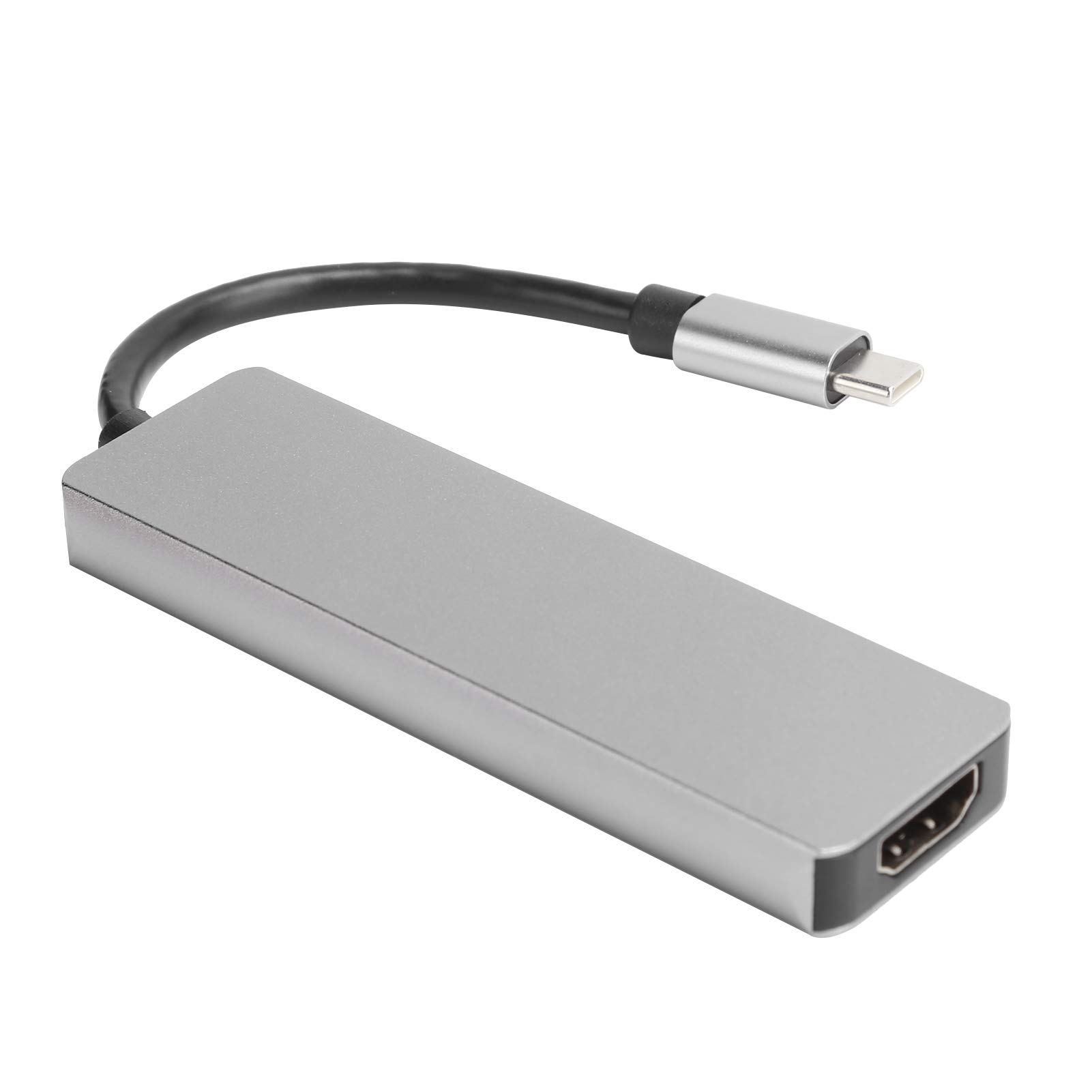 DAUERHAFT Type‑C to HD Multimedia Interface Adapter, Usb3.0X2 5Gbps Fast 5 in 1 Type‑C Adapter Easy to Use High Efficiency with 2Pcs Usb3.0 Output Port for Keyboard