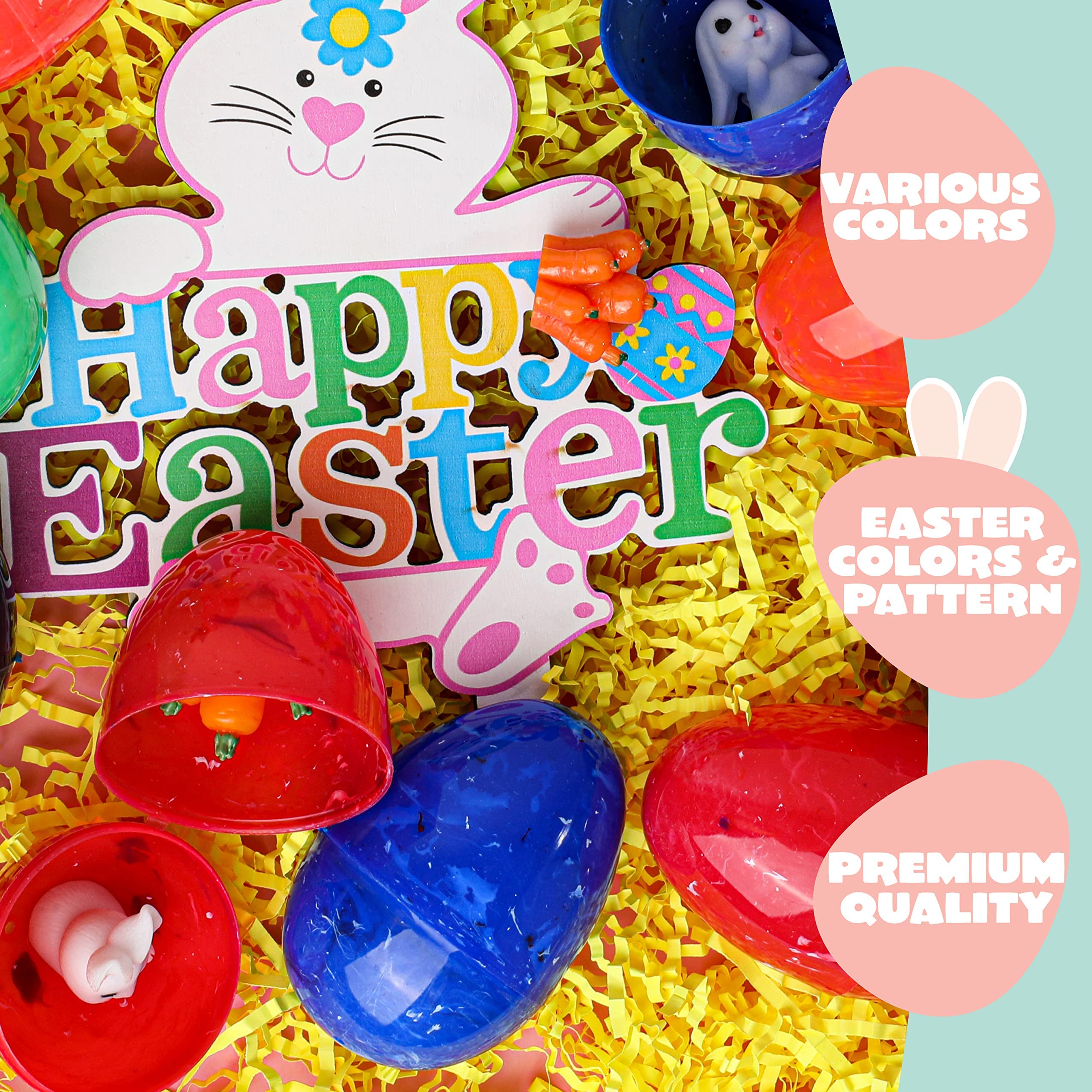 JOYIN 30 Pcs Plastic Iridescent Printed Bright Easter Eggs 3.15" Tall for Easter Hunt, Basket Stuffers Fillers, Classroom Prize Supplies, Filling Treats and Party Favor