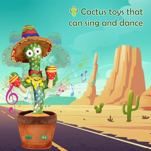MIAODAM Dancing Cactus Toy Singing, Talking, Repeating Cactus, Funny Electric Dancing Talking Cactus Repeating Toys for Kids, Plush Interactive Toy Figures