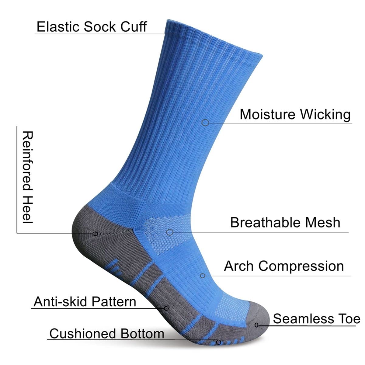 ASGJKAM Thermal Warm Sock 3 Pairs Compression Crew Socks,Basketball Sock's for Men Women,Workout Training Socks