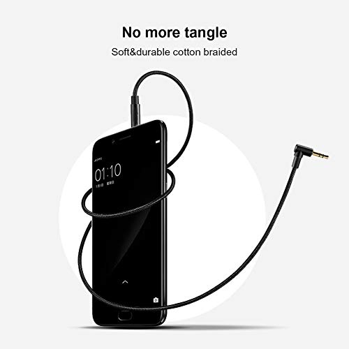CableCreation 3.5mm Audio Cable, 6FT Right Angle Male to Male Auxiliary Stereo HiFi Cable with Silver-Plating Copper Core Compatible with Car, iPhones, Tablets, 24K Gold Plated, 1.8M