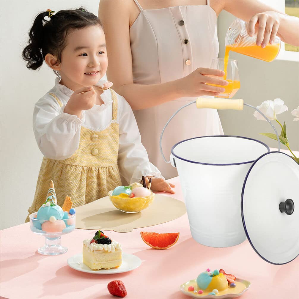 Cabilock Household Enamel Bucket Serving Bucket Liquid Container Milk Storage Bucket