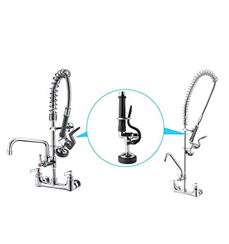 CWM Pre Rinse Sprayer Commercial Sink Faucet Spray Valve Chrome Finished (Black)