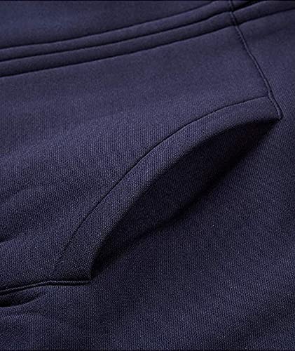 IGEEKWELL Hoodies for Men Full Zip Up Heavyweight Sweatshirt - Sherpa Lined Winter Jacket, Navy, S
