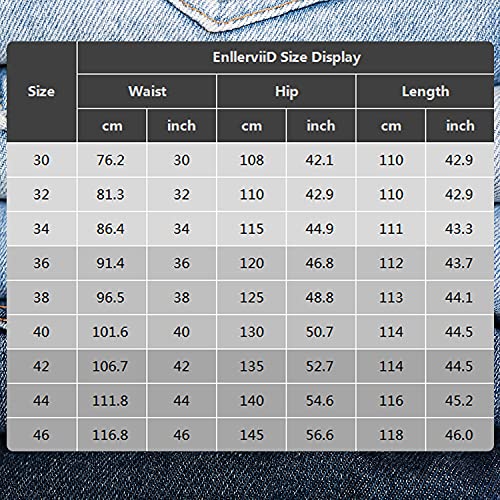 EnllerviiD Men's Relaxed Fit Classic Jeans - Loose Fashion Baggy Comfort Plain Hip Hop Denim Pants 022-30