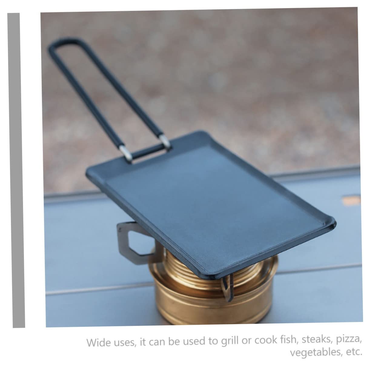 Cabilock Outdoor Griddle 2pcs Handle Cooking Striped with Frying for Iron Small Car Pan Griddle Outdoor Egg Pancake Stove Nonstick Compatible Folding Frypan Camping Mini Grill Non Sticky Veggie Tray