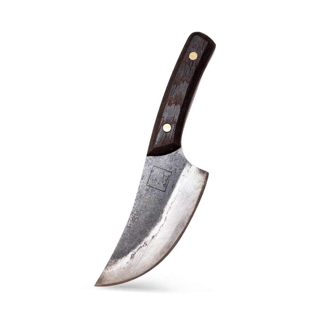 COOLINA Altomino Handmade Butcher Knife, 5.7-in Manganese Steel Blade, Hand-forged Chinese Knife for Meat and Deboning