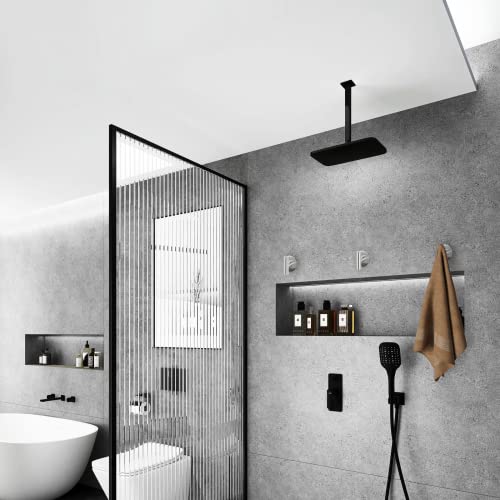 HADWER Towel Hooks 6 Pack - Silver Towel Hooks Heavy Duty Robe Hooks for Bathroom (Two Types of Hooks)