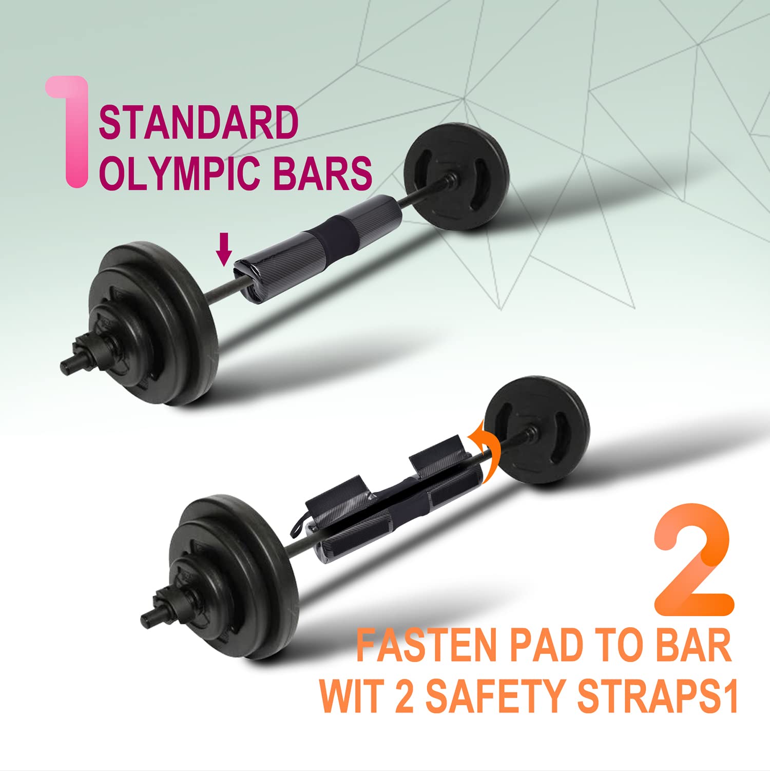 Barbell Pad for Hip Thrust with Fastening Cloth and Carry Bag, Squat Bar Pad with Closure, Neck & Shoulder Squat Cushion Bar Padding for Hip Thrusts - Fits All Standard and Olympic Bars